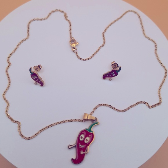 Jewelry | Chili Pepper Necklace And Earring Set | Poshmark